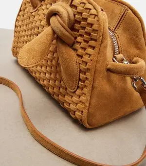 Jacquemus Turismo Small Woven Suede Bowling Bag - Brown