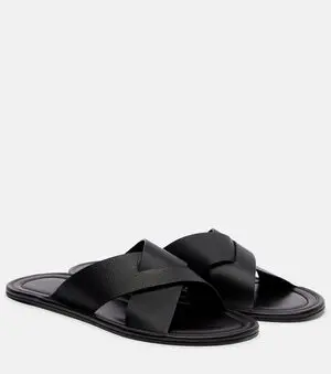 THE ROW Malick Leather Sandals - Black