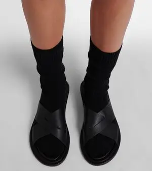 THE ROW Malick Leather Sandals - Black
