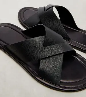 THE ROW Malick Leather Sandals - Black