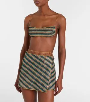 Oseree Lumière Striped Wrap Skirt