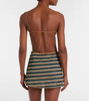 Oseree Lumière Striped Wrap Skirt