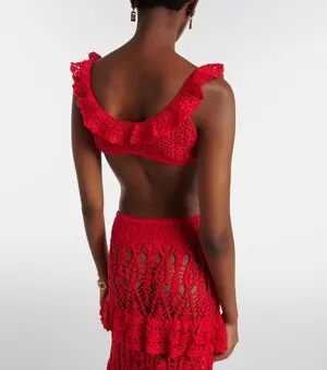 Anna Kosturova Brigitte Crochet Cotton Bra Top - Red
