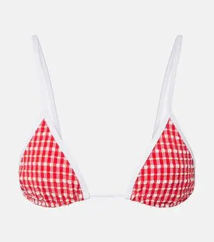 Jade Swim Via Gingham Bikini Top - Red