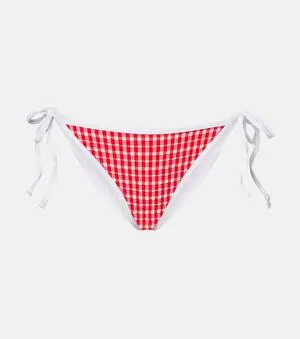 Jade Swim Gingham Bikini Bottoms With Self-tie Closure - Red