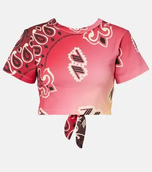 Attico Printed Cotton Crop Top - Multicoloured