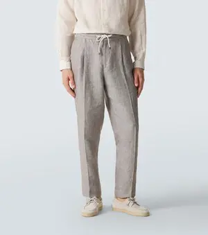Brunello Cucinelli Hemp And Linen Tapered Pants - Grey