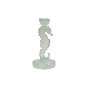 GALLERIE II Seahorse Glass Coastal Candle Holders Set Of 2 - Green