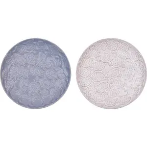 GALLERIE II Sea Turtle Coastal Embossed Coastal Serving Plates Set Of 2 - Blue