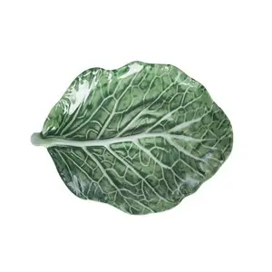 C&F HOME Cabbage Leaf Large Serving Platter 15.75 - Green