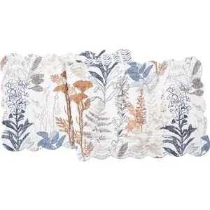C&F HOME Lina Watercolor Theme Floral Flowers & Leaves Decorative Cotton Kitchen Table Runner 14" X 51 - Orange