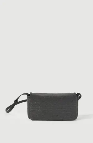 Brunello Cucinelli Grained Leather Flap Bag With Monili Embellishment - Black