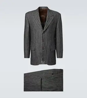 Brunello Cucinelli Chalk Stripe Linen Suit - Grey