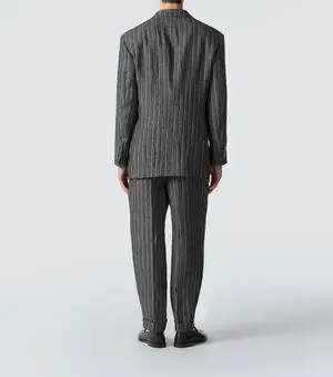Brunello Cucinelli Chalk Stripe Linen Suit - Grey
