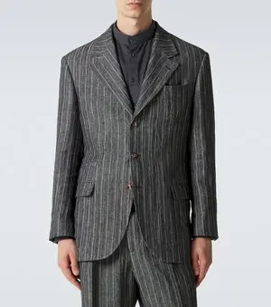 Brunello Cucinelli Chalk Stripe Linen Suit - Grey