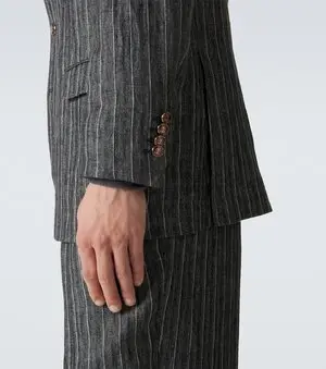 Brunello Cucinelli Chalk Stripe Linen Suit - Grey