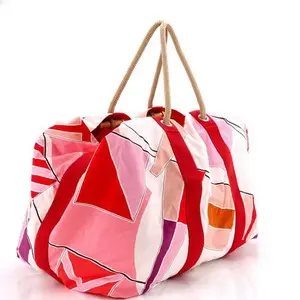 Hermès Drapeaux Au Vent Bag Printed Canvas Large - Red