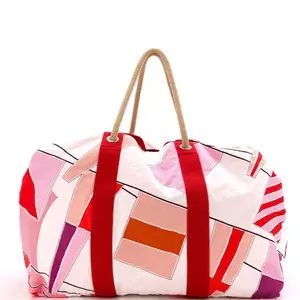 Hermès Drapeaux Au Vent Bag Printed Canvas Large - Red