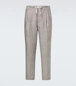 Brunello Cucinelli Hemp And Linen Tapered Pants - Grey