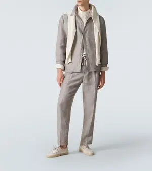 Brunello Cucinelli Hemp And Linen Tapered Pants - Grey
