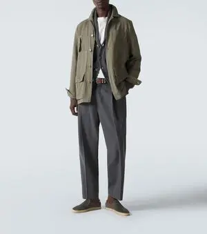 Brunello Cucinelli Jacquard Cotton Shawl Neck Cardigan - Grey