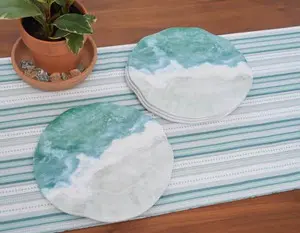 BEACHCOMBERS Shoreline Melamine Set Of 4 Salad Appetizer Serving Plates 6.38