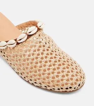 ANCIENT GREEK SANDALS Embellished Raffia Mules
