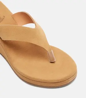 ANCIENT GREEK SANDALS Charys Suede Wedge Thong Sandals - Beige