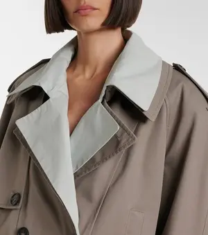 Attico Cropped Gabardine Trench Coat - Grey