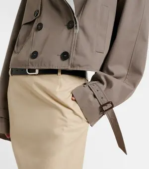 Attico Cropped Gabardine Trench Coat - Grey