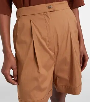 Max Mara Medeola Pleated Cotton-blend Bermuda Shorts - Brown
