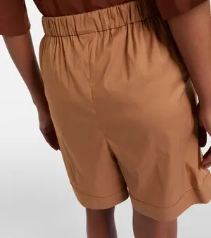 Max Mara Medeola Pleated Cotton-blend Bermuda Shorts - Brown