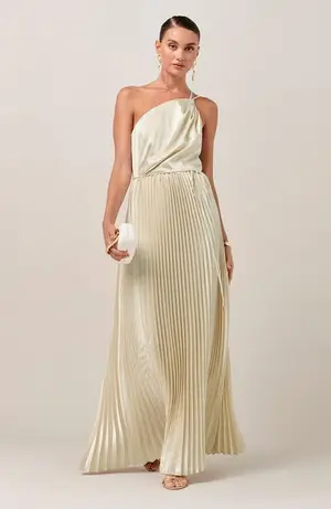 SAVEL Asymmetric Sleeveless Maxi Dress With Adjustable Tie Belt - Cloud