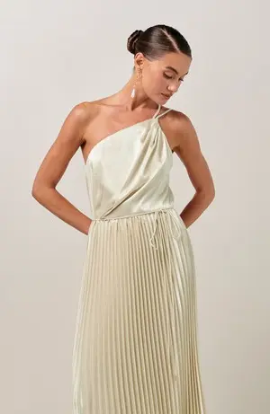 SAVEL Asymmetric Sleeveless Maxi Dress With Adjustable Tie Belt - Cloud