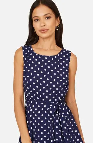 YUMI Spot Tiered Midi Dress