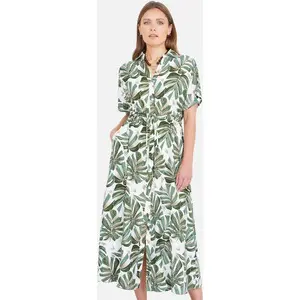 YUMI Relaxed Boho Print Maxi Shirt Dress - Green