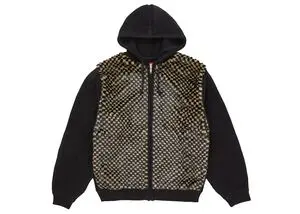 Supreme Checkerboard Faux Fur Zip Up Hooded Sweater
