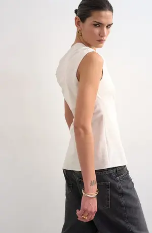Topshop Twist Asymmetric One-shoulder Top - Ecru