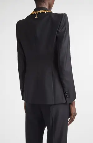 Alexander McQueen Embellished Collar Wool Jacket