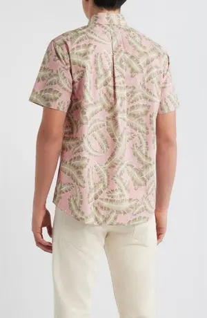 Brooks Brothers Print Short Sleeve Cotton Button-down Shirt