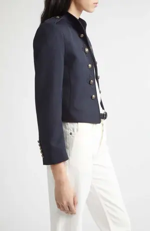 NILI LOTAN Betsy Virgin Wool Military Jacket - Midnight