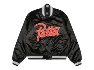 PATTA Classic Satin Bomber Jacket - Black