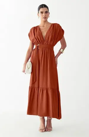 ST MRLO Este Midi Dress - Rust