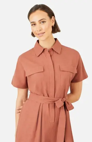 YUMI Utility Relaxed Fit Jumpsuit - Brown
