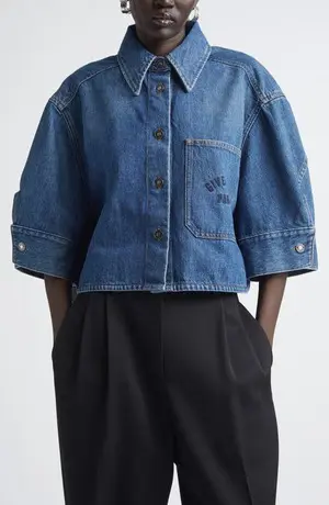 Givenchy Cocoon Crop Denim Shirt Jacket