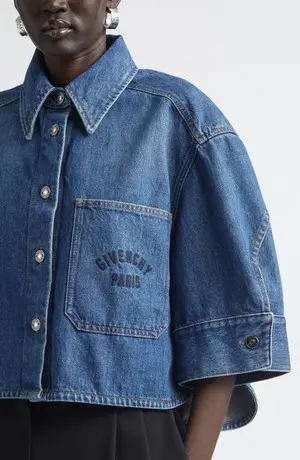 Givenchy Cocoon Crop Denim Shirt Jacket