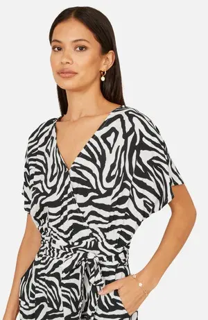 YUMI Zebra Print Relaxed Fit Jumpsuit