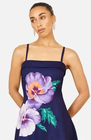 YUMI Pansy Strappy Midi Dress
