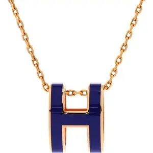 Hermès Pop H Pendant Chain Necklace Metal And Enamel Blue