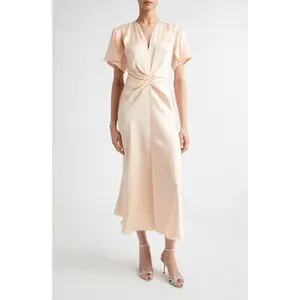 Victoria Beckham Eve Ruched Satin Trumpet Dress